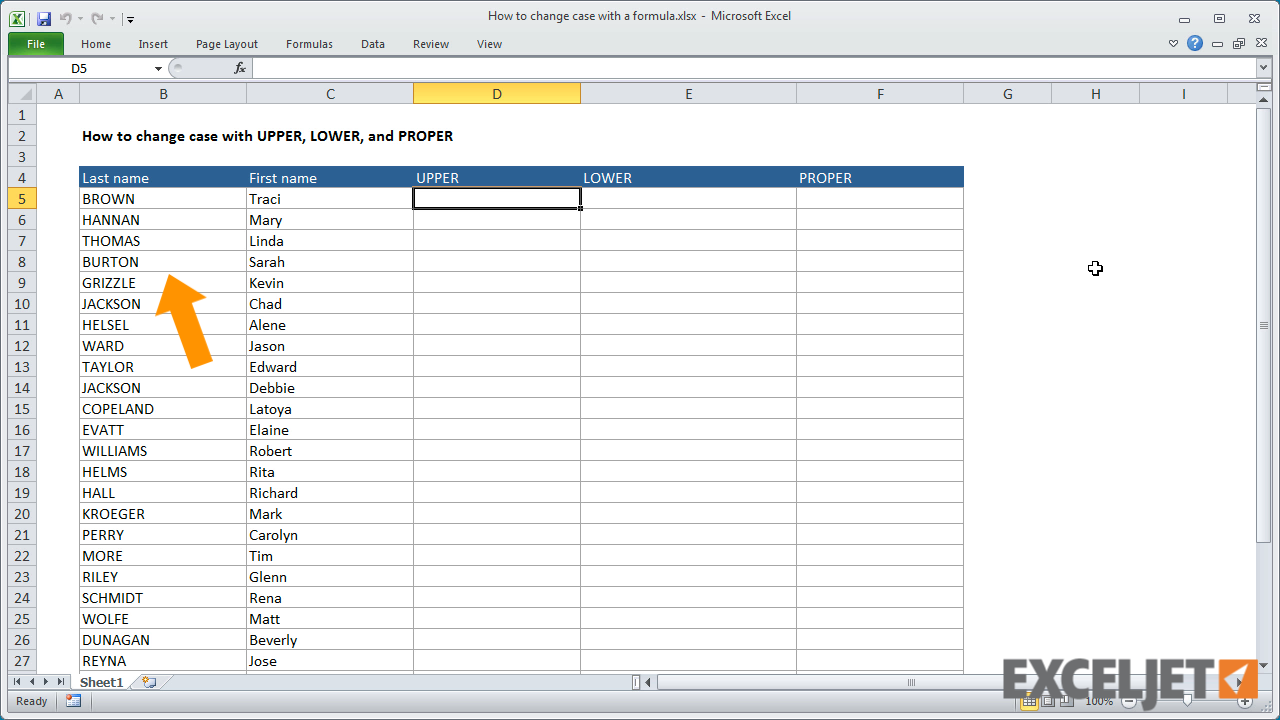 Excel Tutorial How To Change Case With UPPER LOWER And PROPER